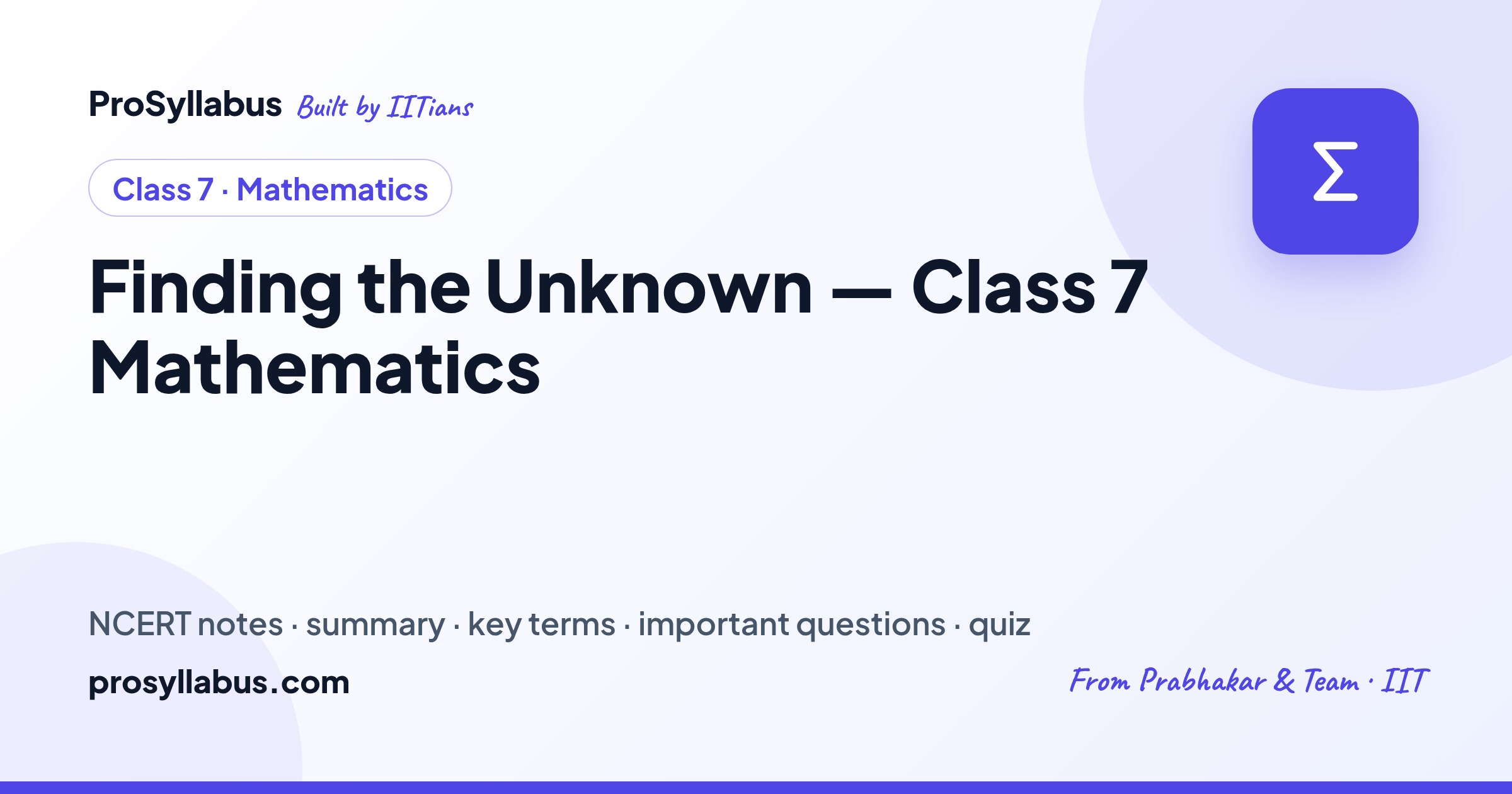 Finding the Unknown Class 7 Mathematics — NCERT Notes, Summary ...